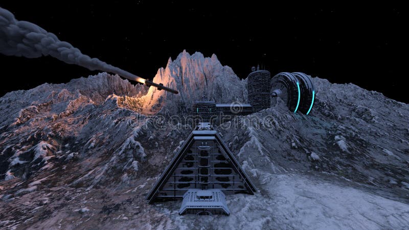 3D Rendering of the Base Under Attack Stock Illustration - Illustration ...
