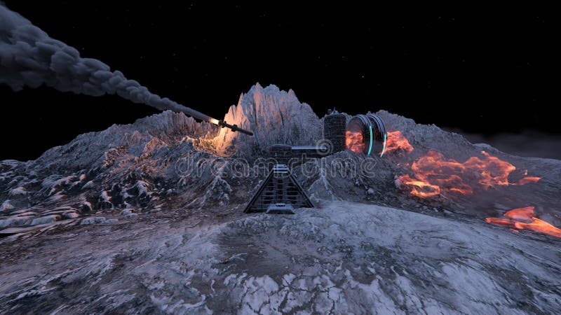 3D Rendering of the Base Under Attack Stock Illustration - Illustration ...
