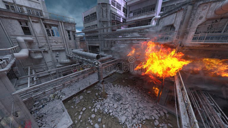 3D Rendering of the Base Under Attack Stock Illustration - Illustration ...