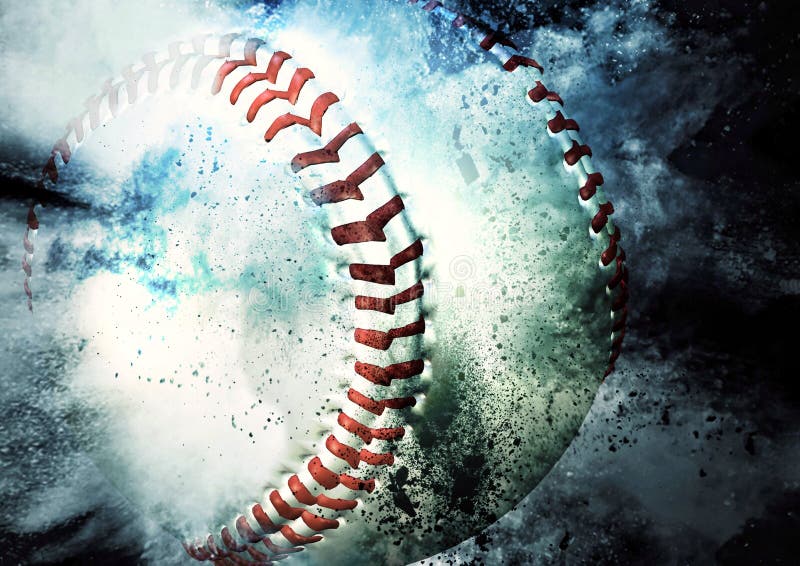 3d Rendering Baseball Ball Background with Composite Explosion and Fire ...