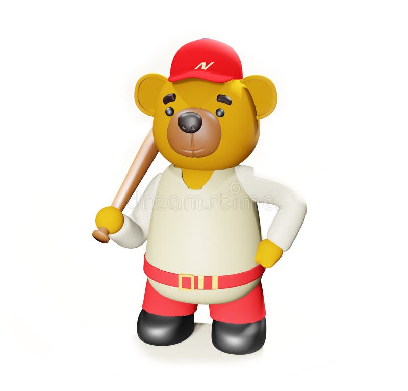 3D Rendering. 3d Rendering of a Baseball Player Teddy Bear Character ...
