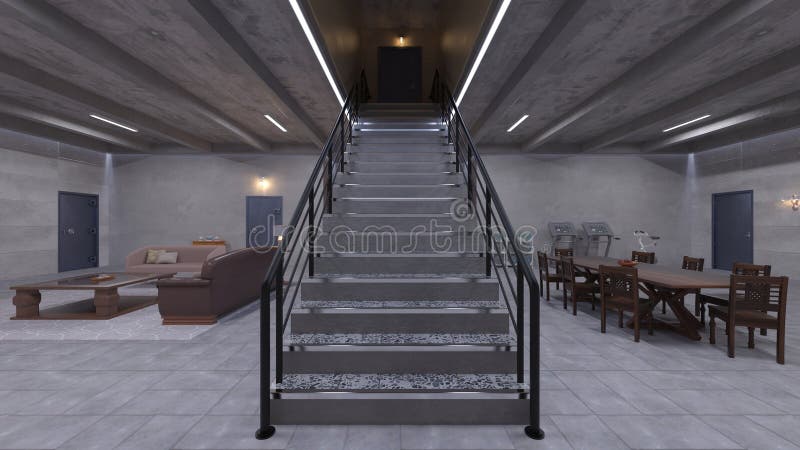 3D Rendering of the Basement Lounge Stock Illustration - Illustration ...