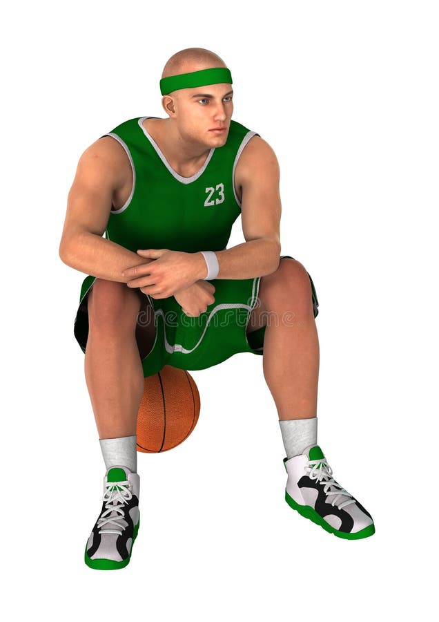 3D Rendering Basketball Player on White Stock Illustration ...