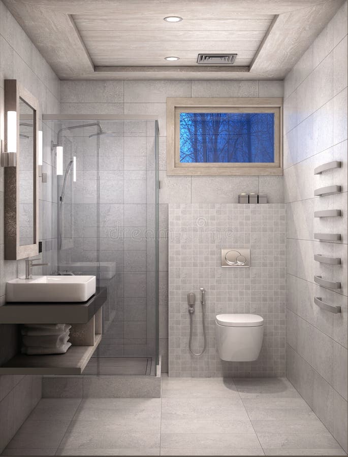 3D rendering of bathroom stock illustration. Illustration of render ...