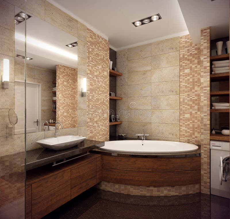 3D rendering of bathroom stock illustration. Illustration of bathroom ...