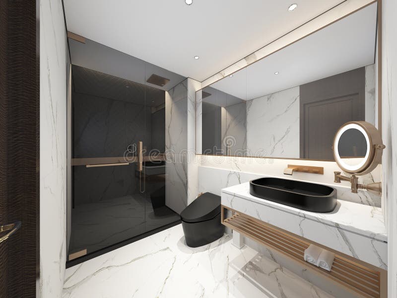 3D Rendering Bathroom Interior Stock Illustration - Illustration of ...