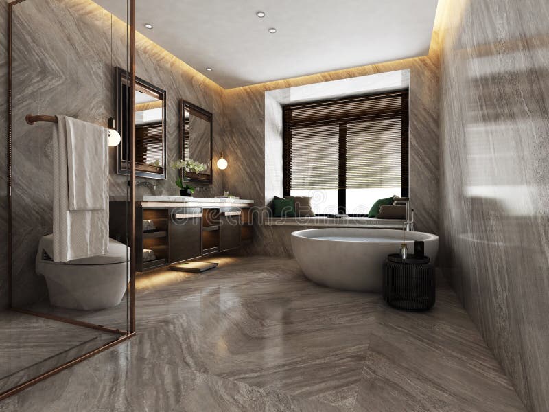 3D Rendering Bathroom Interior Stock Illustration - Illustration of ...