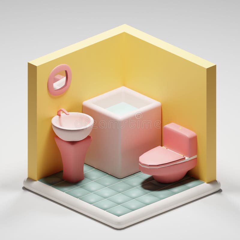 3d Rendering of the Bathroom Layout Stock Illustration - Illustration ...
