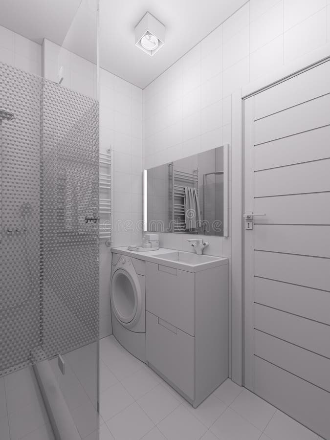 3D Rendering of a Bathroom in a Modern Style. Stock Illustration ...