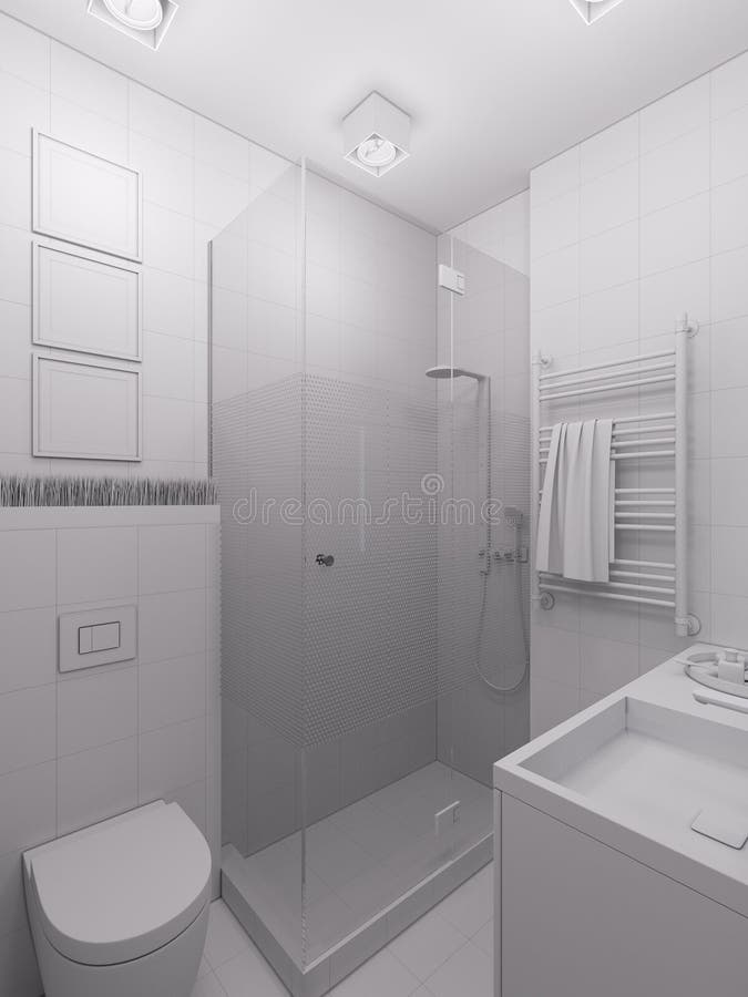 3D Rendering of a Bathroom in a Modern Style. Stock Illustration ...