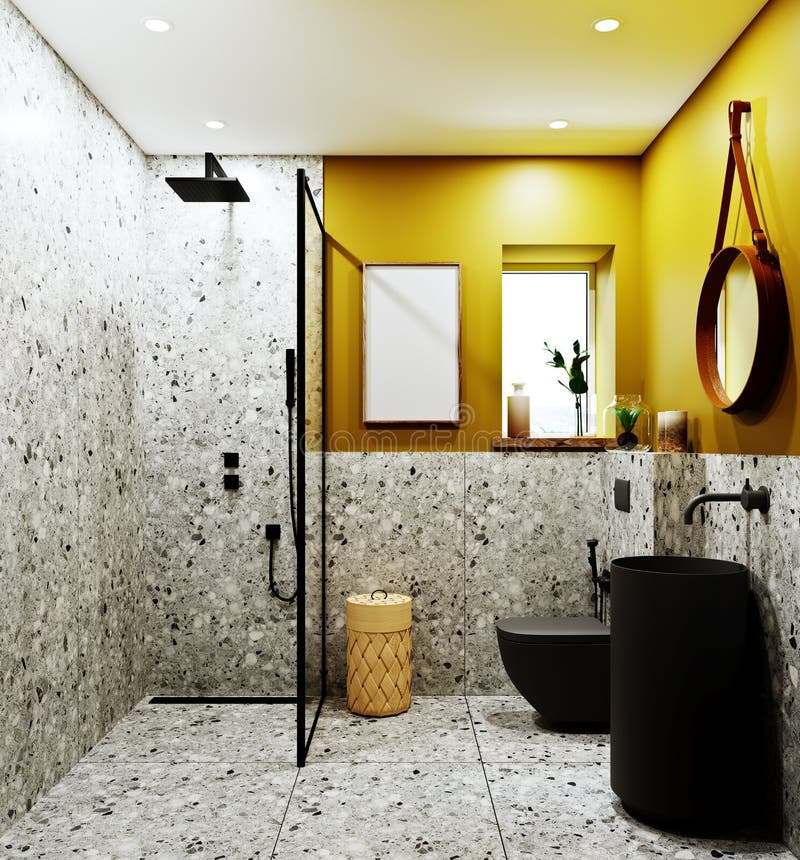 3d Rendering . Bathroom in a Modern Style Stock Illustration ...