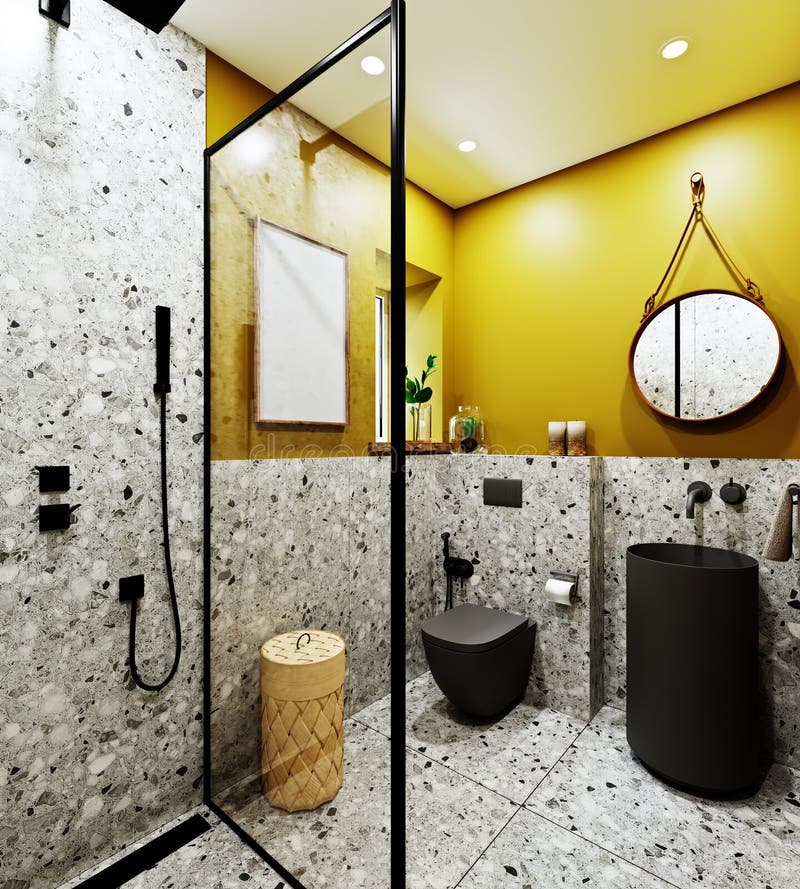3d Rendering . Bathroom in a Modern Style Stock Illustration ...
