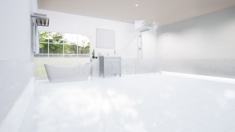 3d Rendering of Bathroom, Toilet Room for Background Stock Illustration ...