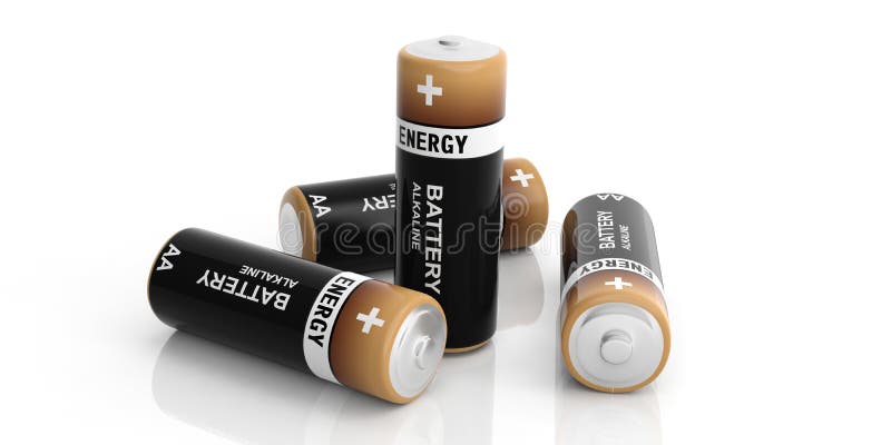 3d Rendering Batteries on White Background Stock Illustration ...