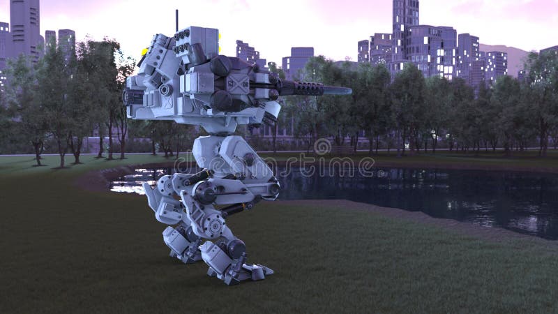 3D Rendering of a Battle Robot Stock Illustration - Illustration of ...