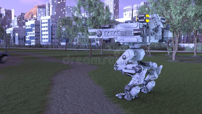 3D Rendering of a Battle Robot Stock Illustration - Illustration of ...