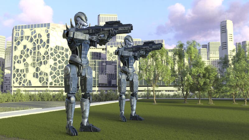3D Rendering of a Battle Robot Stock Illustration - Illustration of ...