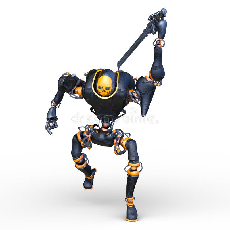 3D Rendering of a Battle Robot Stock Illustration - Illustration of ...