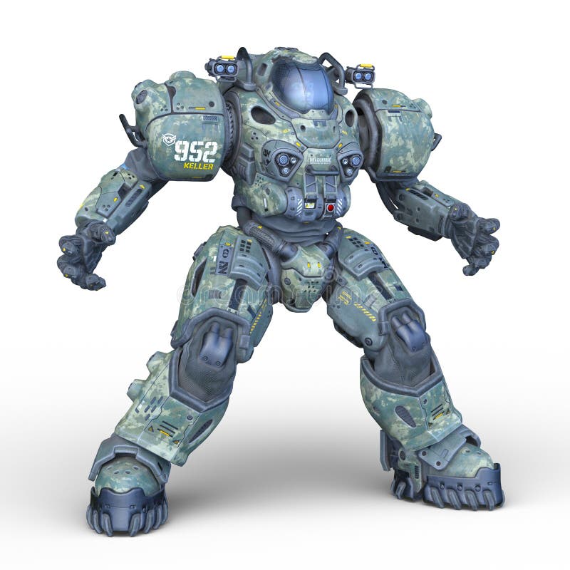 3D Rendering of a Battle Robot Stock Illustration - Illustration of ...