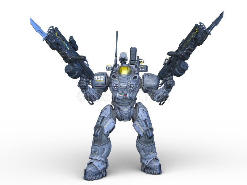 3D Rendering of a Battle Robot Stock Illustration - Illustration of ...