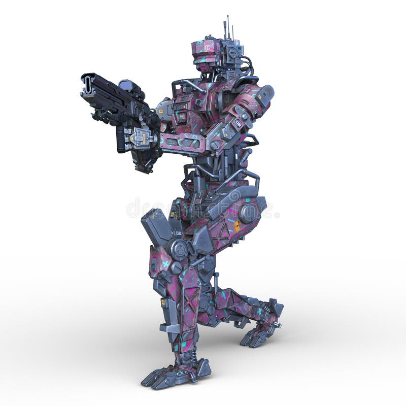 3D Rendering of a Battle Robot Stock Illustration - Illustration of ...