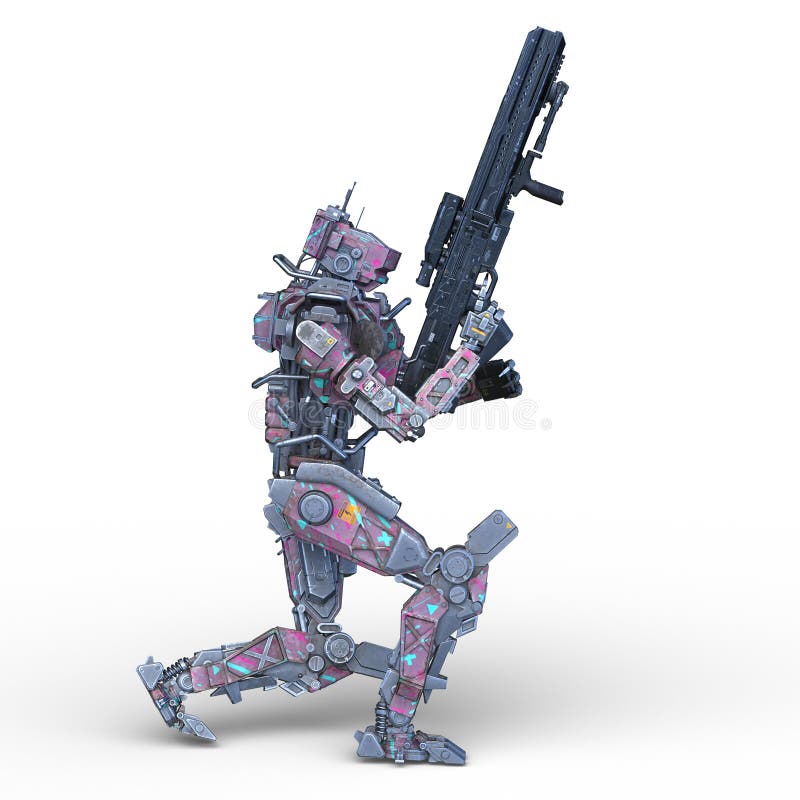 3D Rendering of a Battle Robot Stock Illustration - Illustration of ...