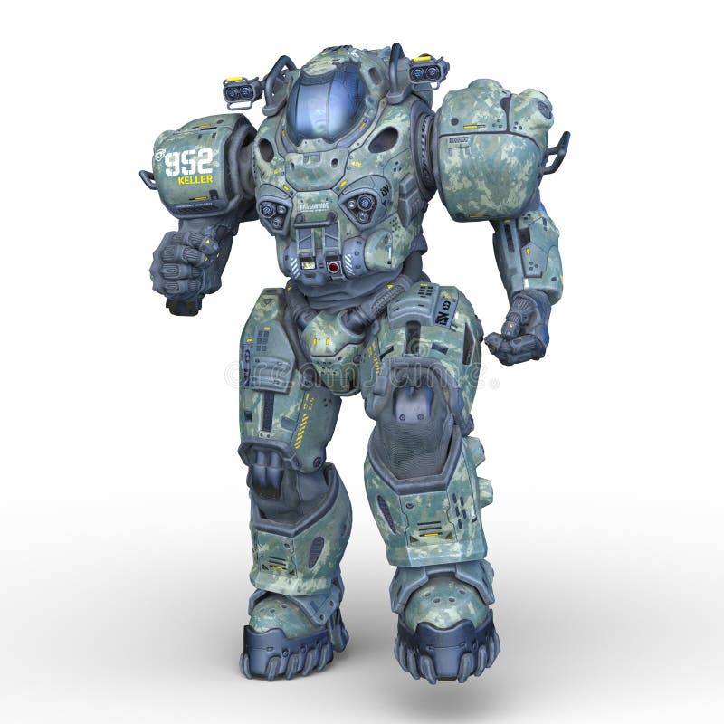 3D Rendering of a Battle Robot Stock Illustration - Illustration of ...