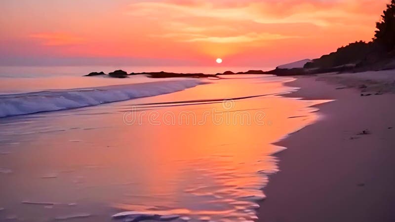 3D rendering of the beach stock video. Video of sunset - 368315989