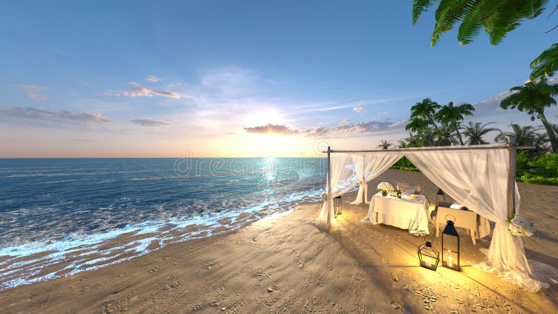 3D Rendering of the Beach Tent Stock Illustration - Illustration of ...