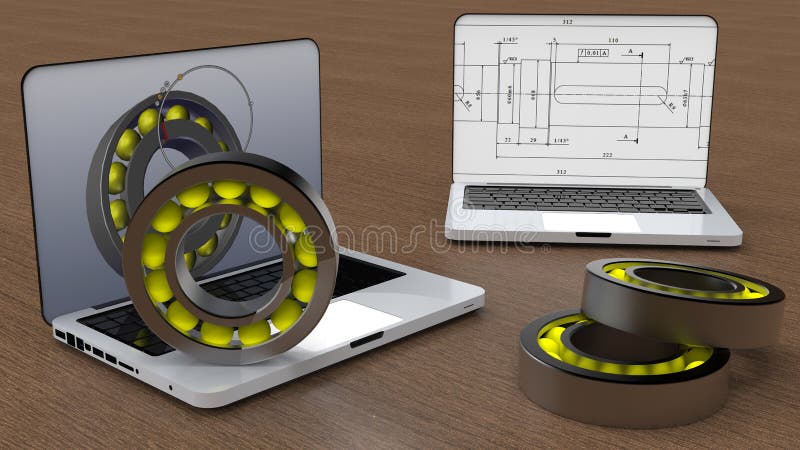 3D Rendering - Bearing Mechanical Engineering Design Stock Illustration ...