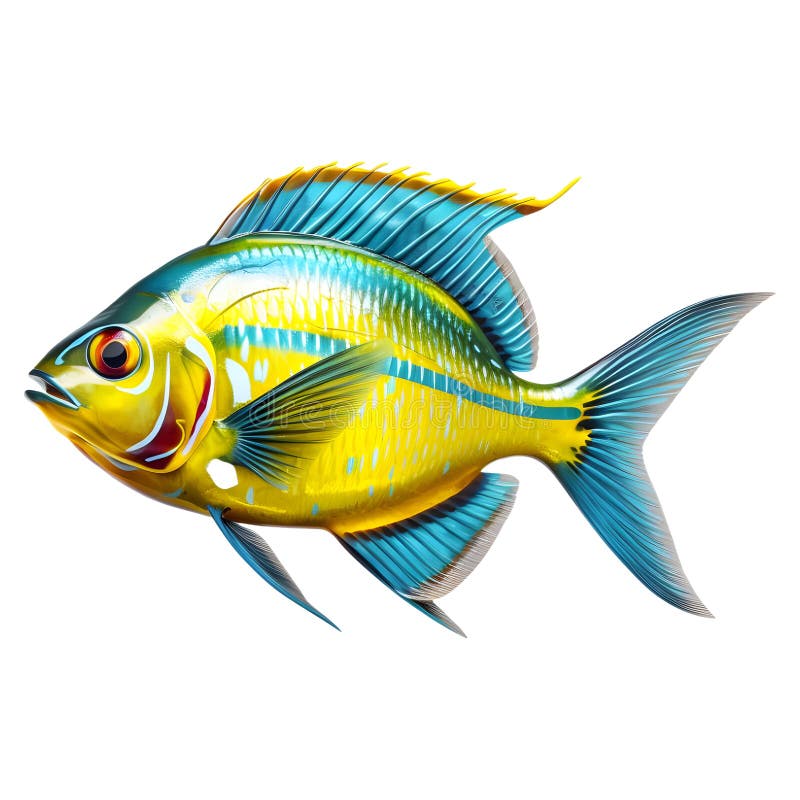 3D Rendering of a Beautiful Colorful Ocean Fish on Transparent ...
