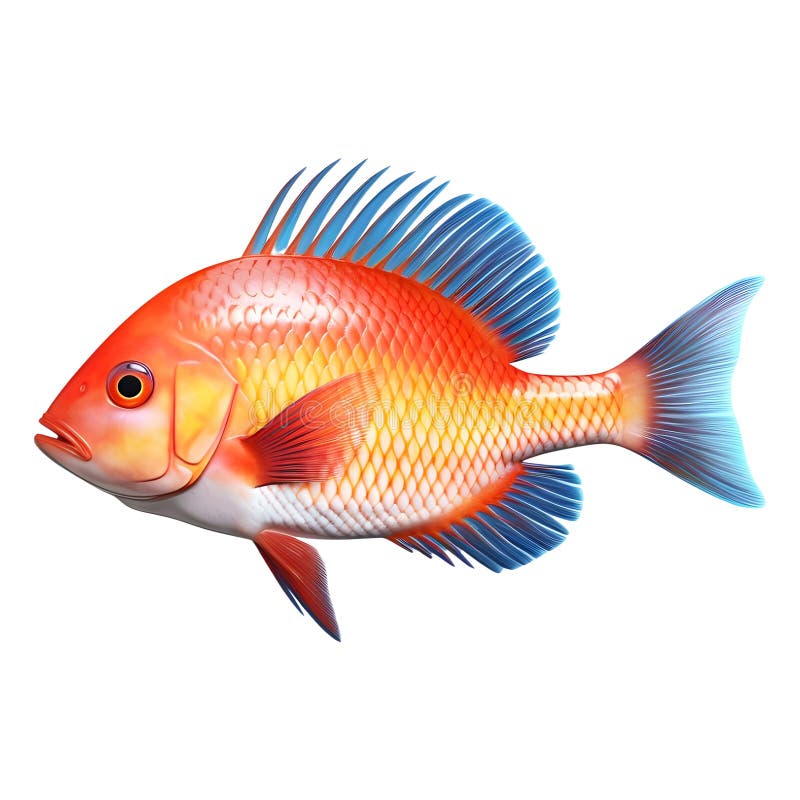 3D Rendering of a Beautiful Colorful Ocean Fish on Transparent ...