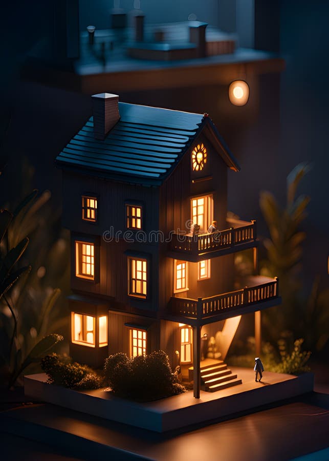 3d Rendering of a Beautiful House with a Lot of Different Shapes Stock ...