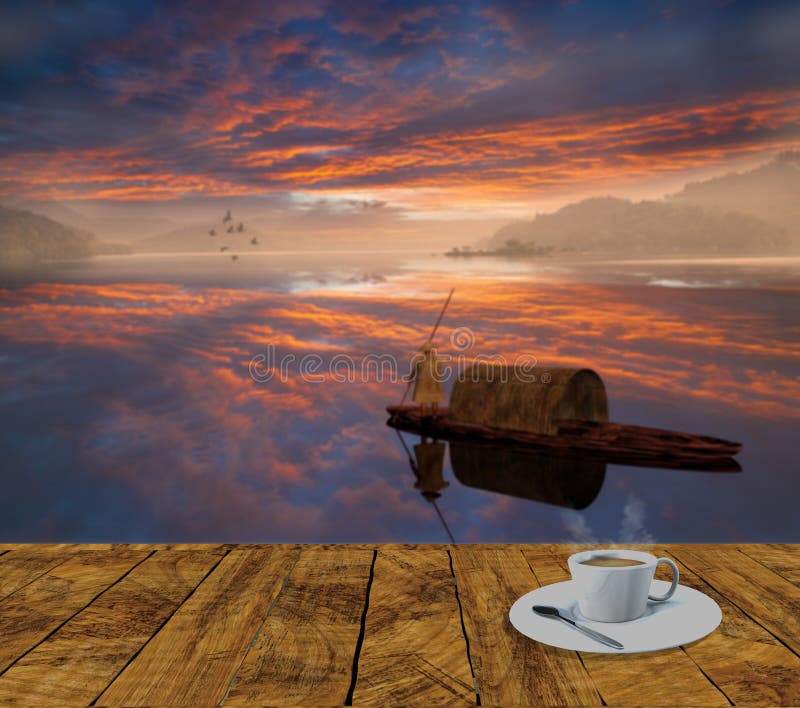 3d Rendering of Beautiful Landscape with a Plate with Easy Coffee Stock ...