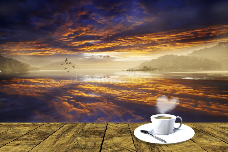 3d Rendering of Beautiful Landscape with a Plate with Easy Coffee Stock ...