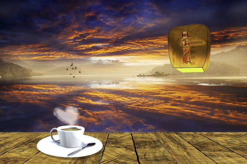 3d Rendering of Beautiful Landscape with a Plate with Easy Coffee Stock ...