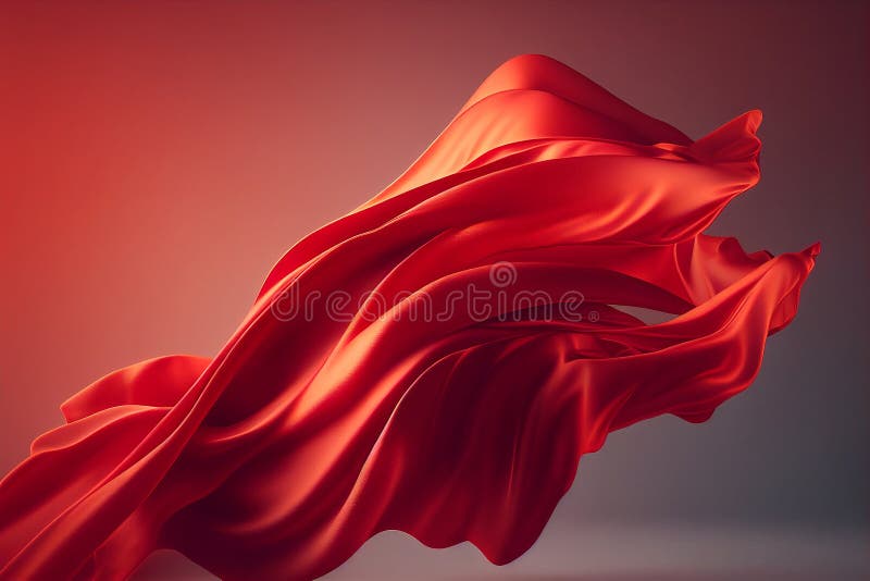 Beautiful Red Silk Cloth Floating Flying in the Air. Mock Up Template ...