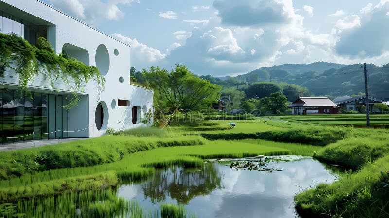 3d Rendering of Beautiful Villa and Rice Field in the Countryside ...