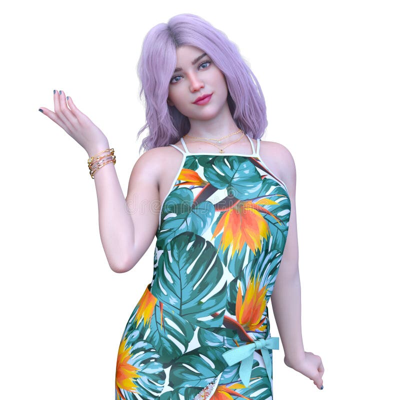 3D Rendering of Beautiful Woman Stock Illustration - Illustration of ...