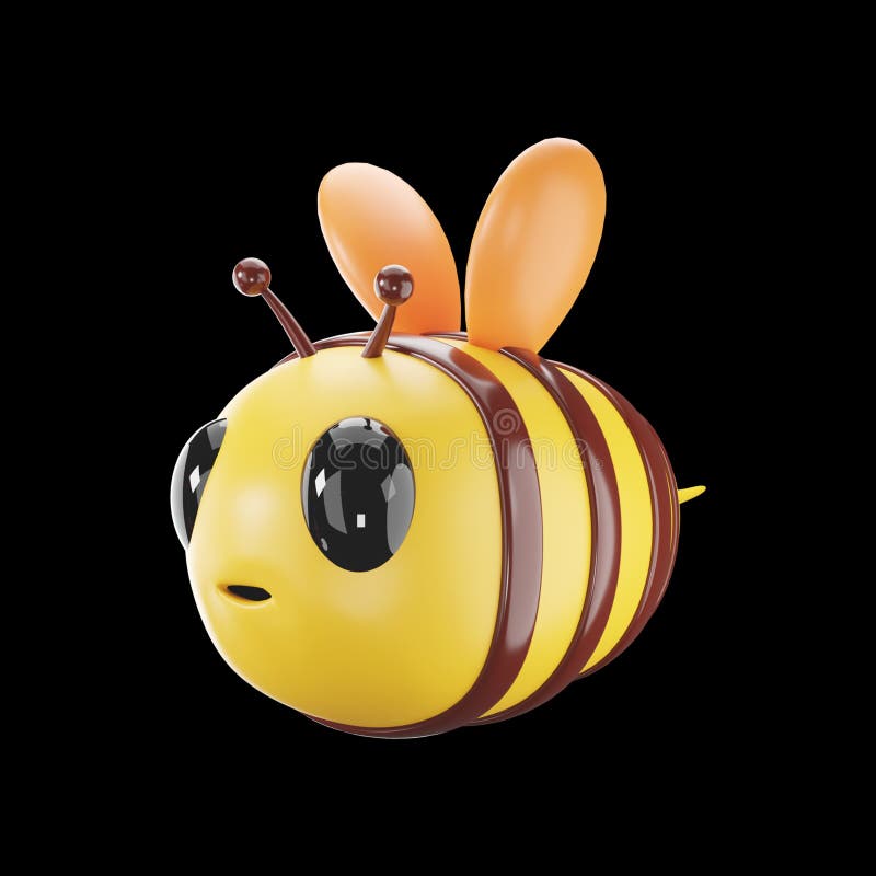 3D Rendering Bee Element on Black Stock Illustration - Illustration of ...