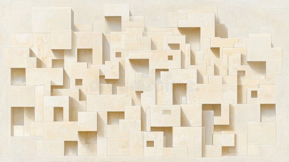 A 3D Rendering of a Beige Building with Numerous Windows and Doors, Set ...