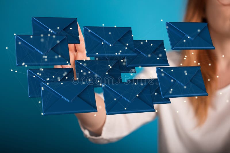 3D Rendering of Beige Email Icons with Hand Pointing at it from the ...