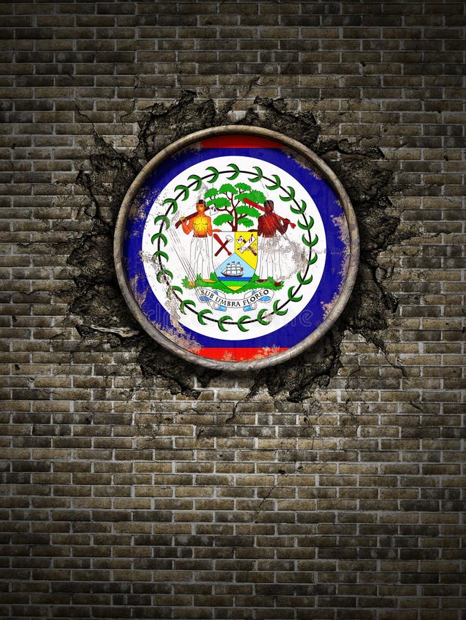 Old Belize Flag in Brick Wall Stock Illustration - Illustration of sign ...