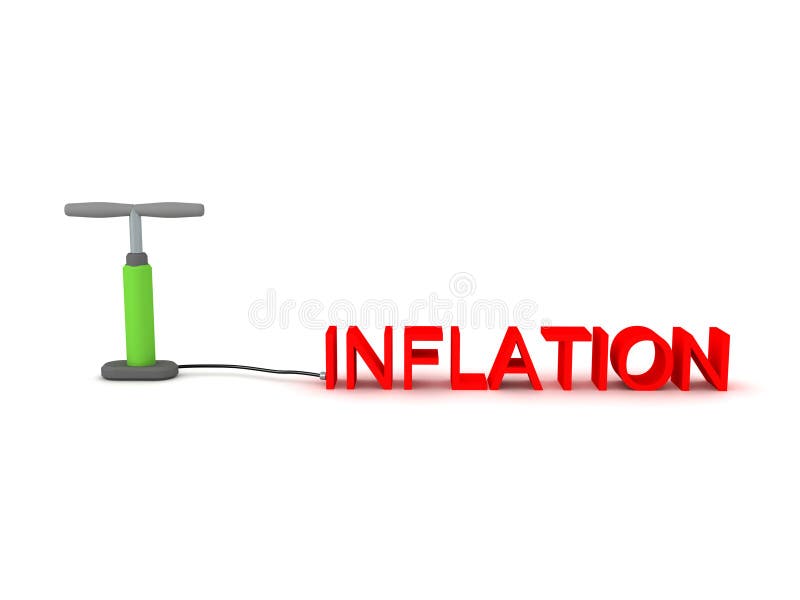 3D Rendering of Bicyle Pump Inflating Inflation Text Stock Illustration ...