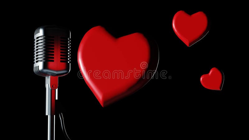 Bidirectional Microphone with Red Heart Shape Stock Illustration ...
