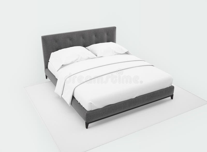 3D Rendering of a Big Bed Design Isolated on White Background Stock ...