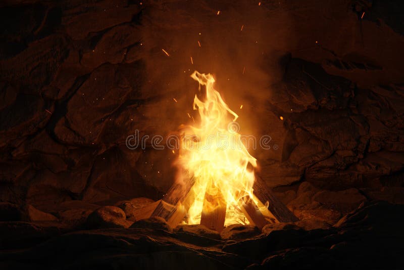 3d Rendering of Big Bonfire with Sparks and Particles in Front of ...