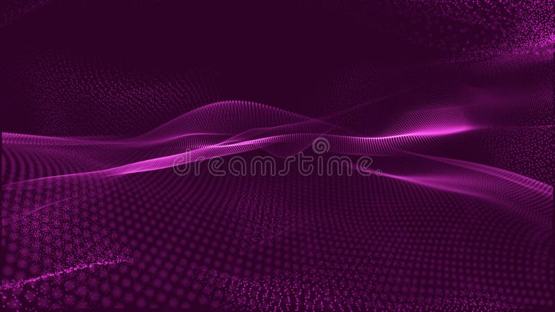 3d Rendering Big Data Connection Wave Background. Abstract Purple Color ...