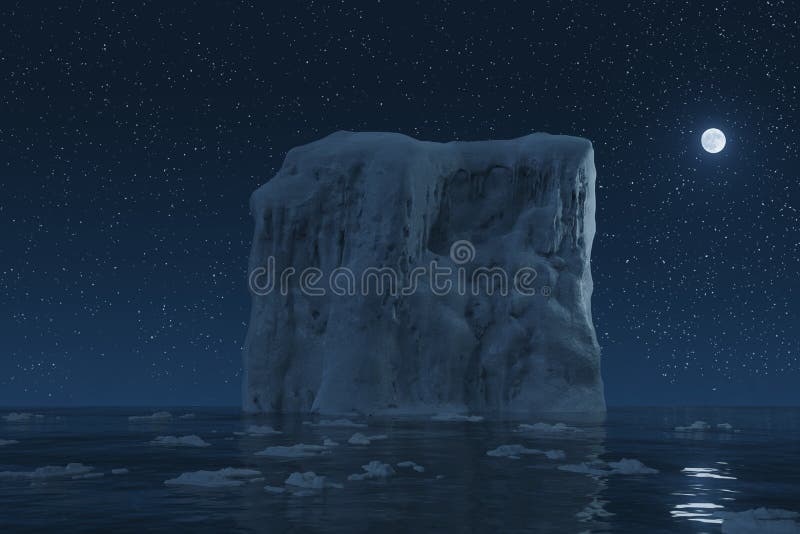 3d Rendering of Big Iceberg Surrounded by Ice Plates and Illuminated ...