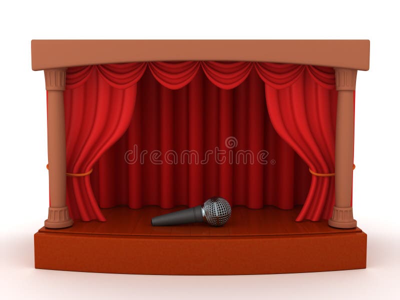 3D Rendering of a Big Microphone on a Stage Stock Illustration ...